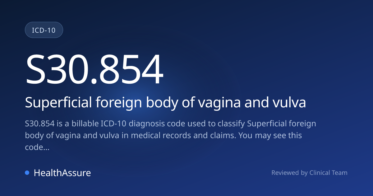 ICD-10 Code S30.854 for Superficial foreign body of vagina and vulva ...